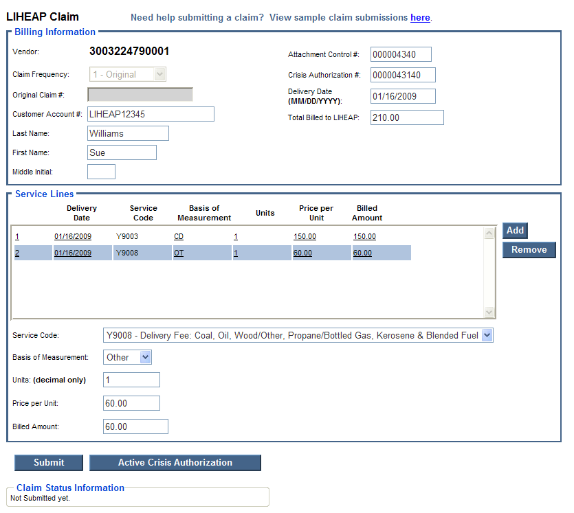 Claim Scenario - Example Claims